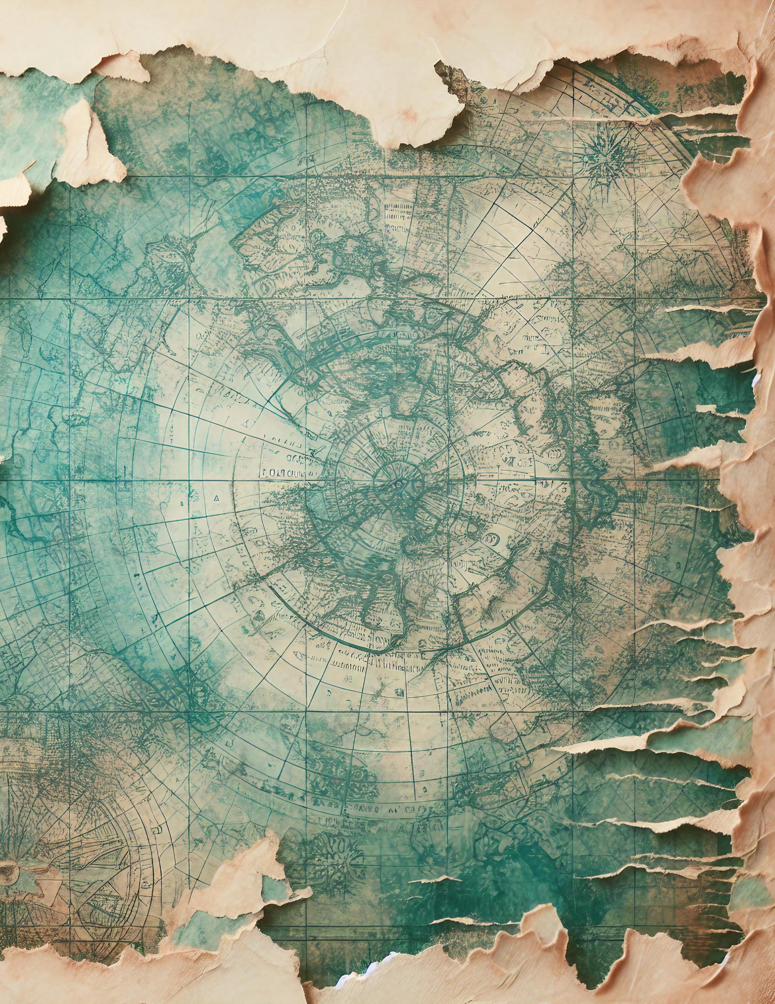 Blue World Atlas Grid Map Junk Journal Papers: Vintage Ephemera ...