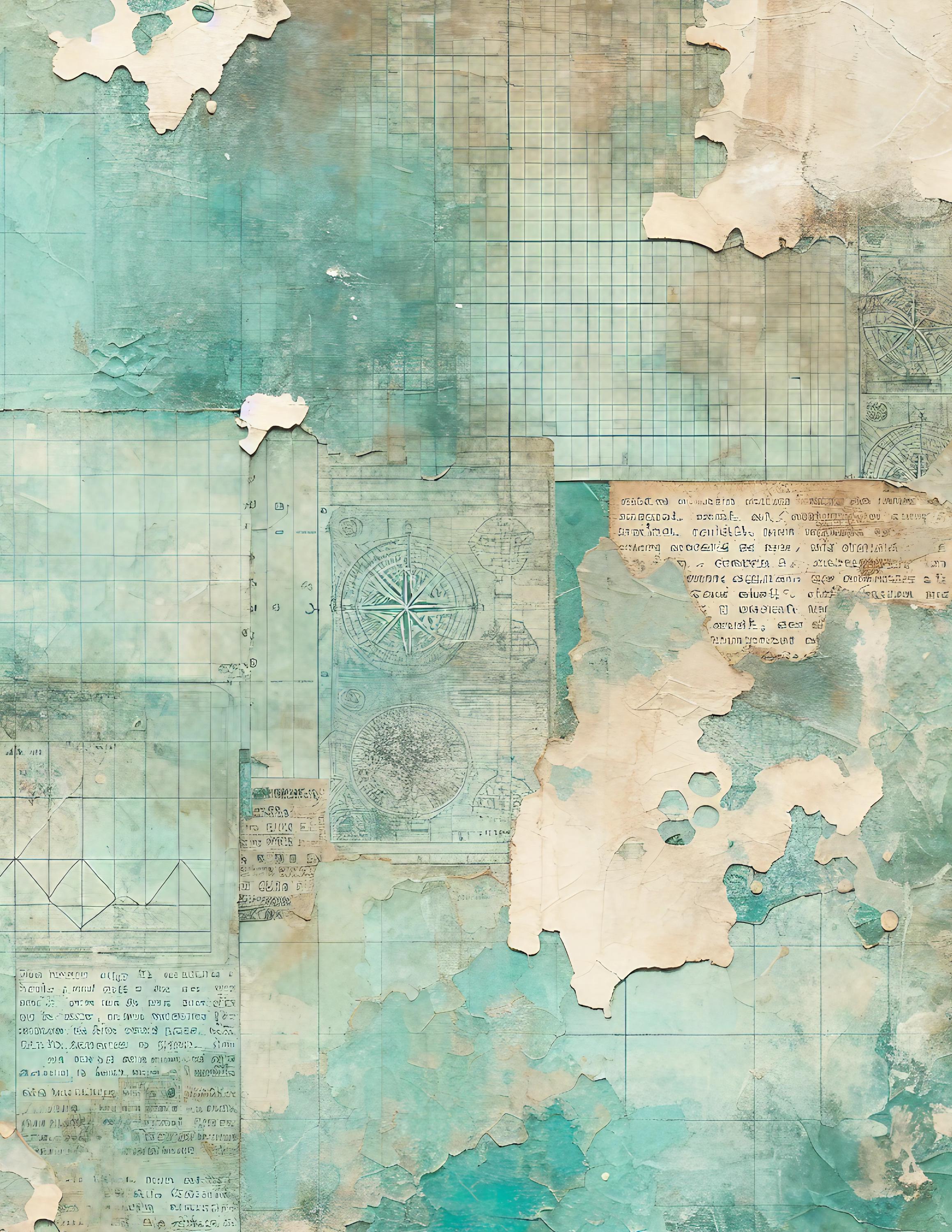 Blue World Atlas Grid Map Junk Journal Papers: Vintage Ephemera ...