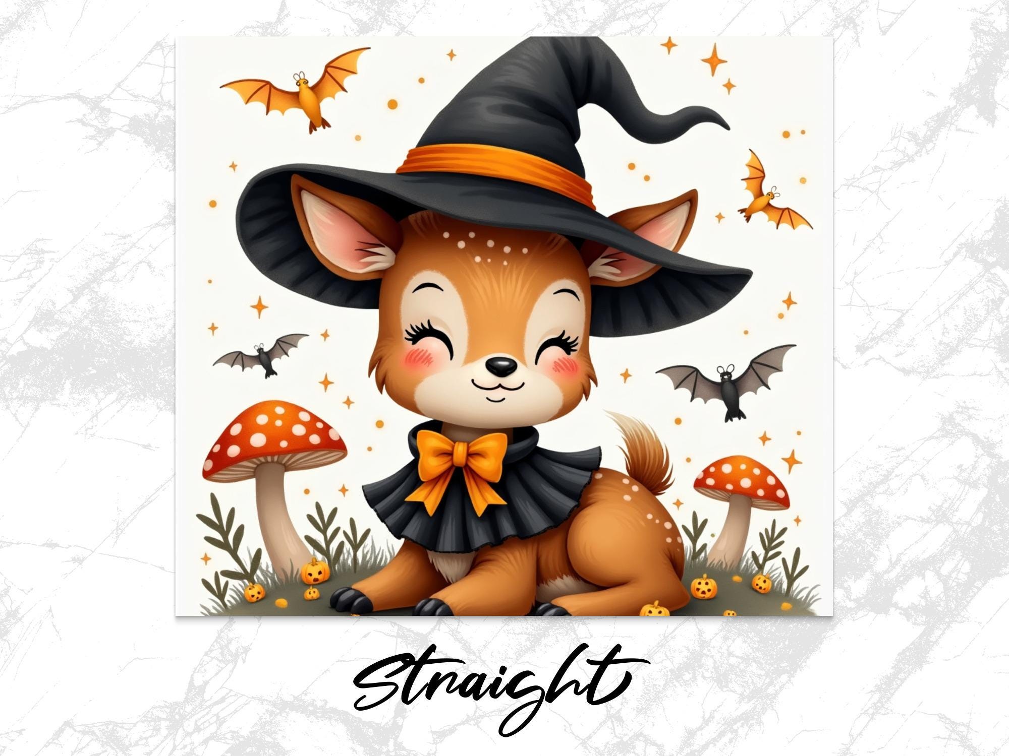 Cute Deer Witch Digital Art, Halloween Animal Art, Cartoon Animal Print ...