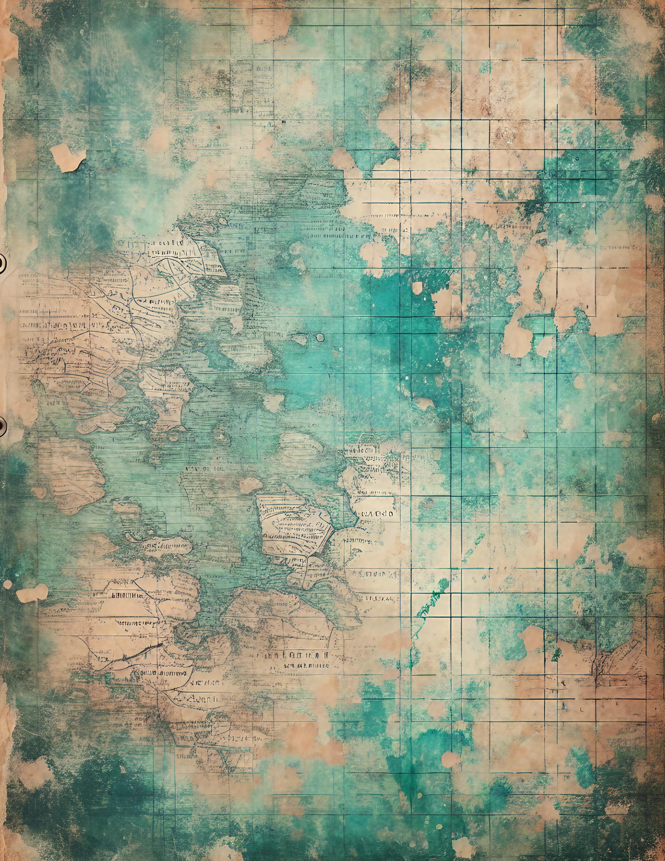 Blue World Atlas Grid Map Junk Journal Papers: Vintage Ephemera ...