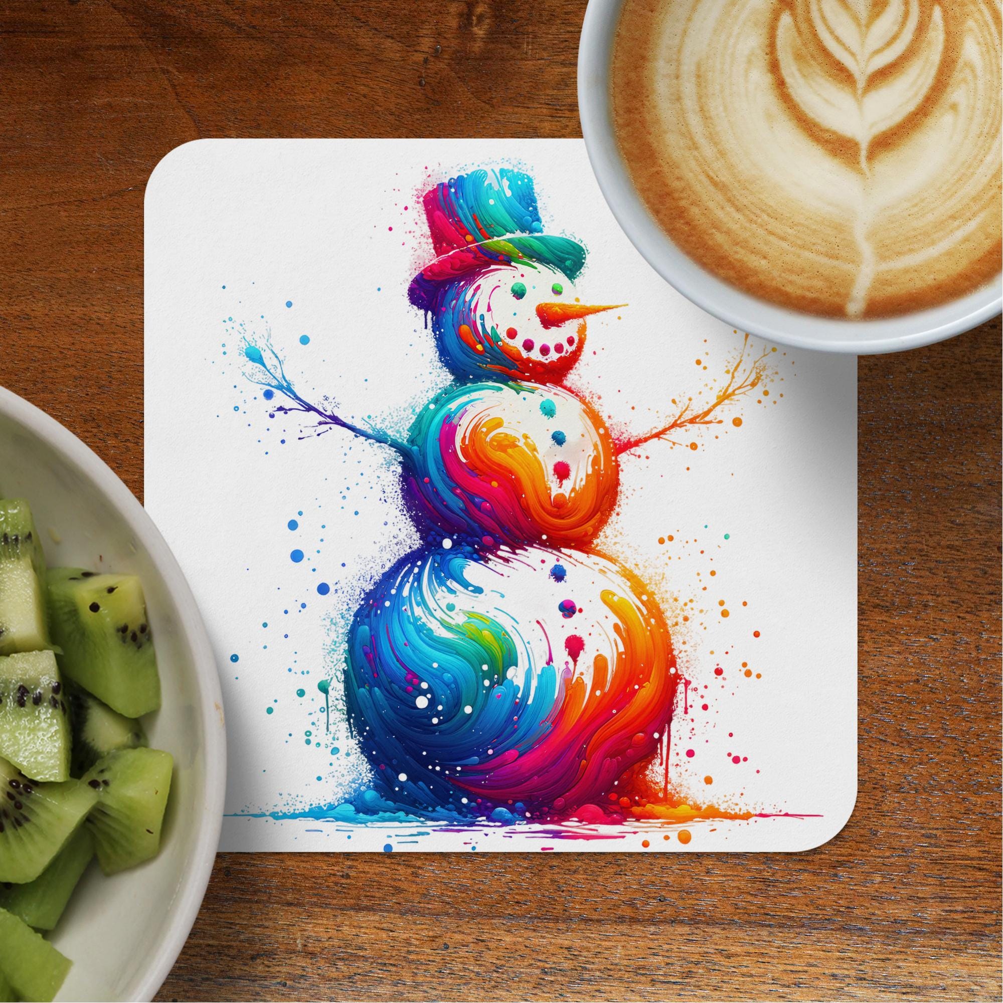 Colorful Snowman Digital Print, Watercolor Abstract Art, Winter Wall ...
