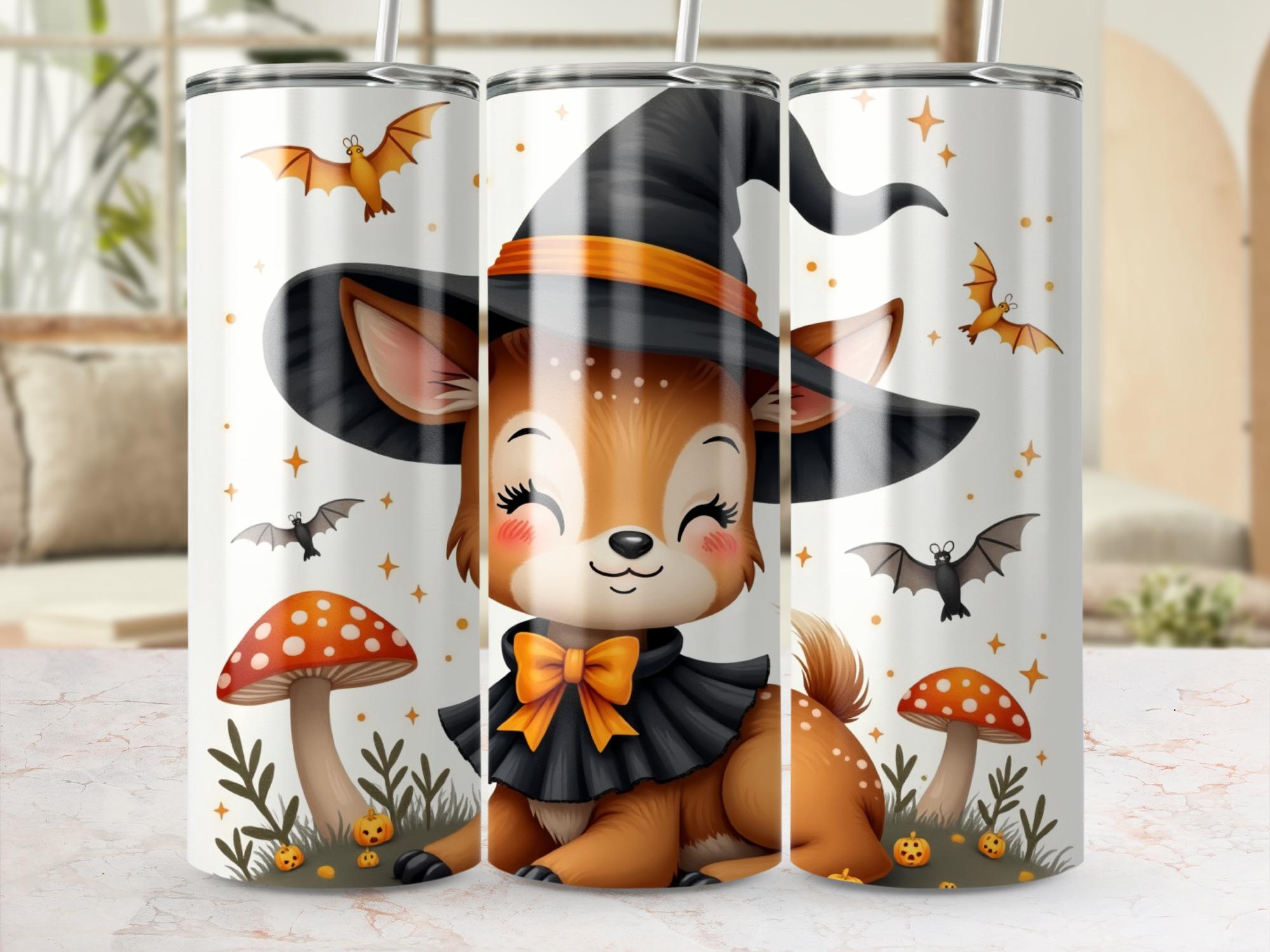 Cute Deer Witch Digital Art, Halloween Animal Art, Cartoon Animal Print ...