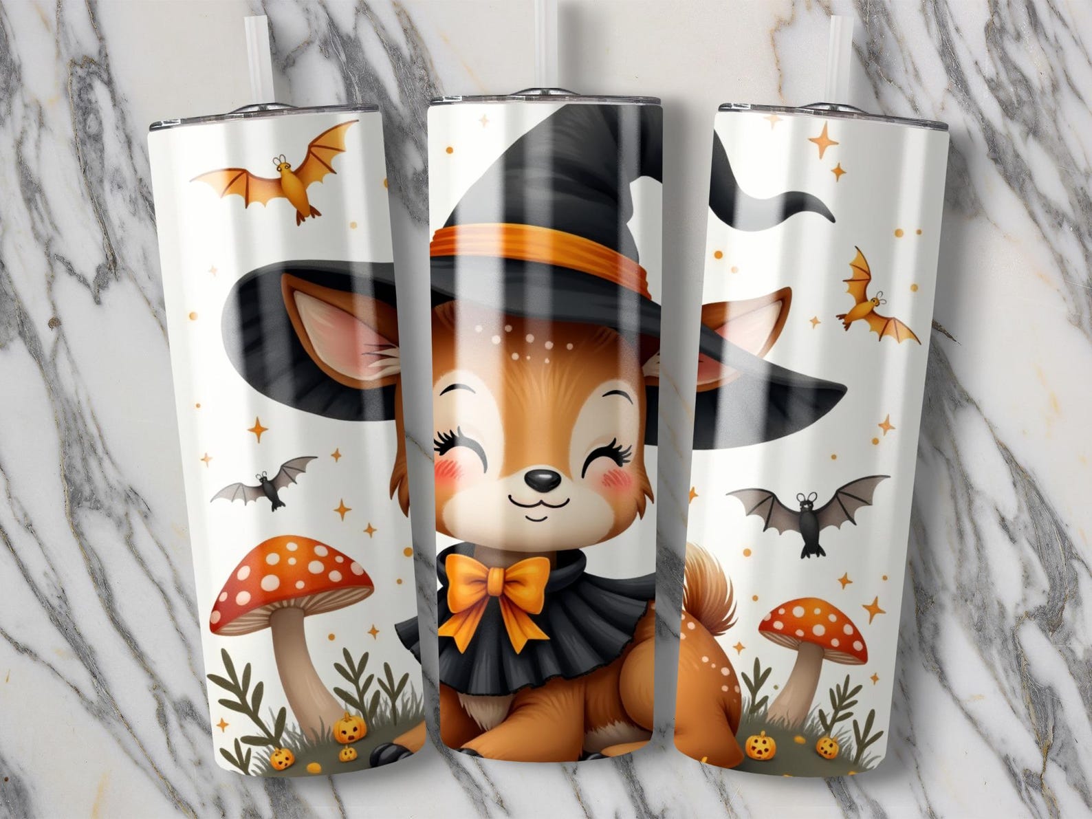 Cute Deer Witch Digital Art, Halloween Animal Art, Cartoon Animal Print ...