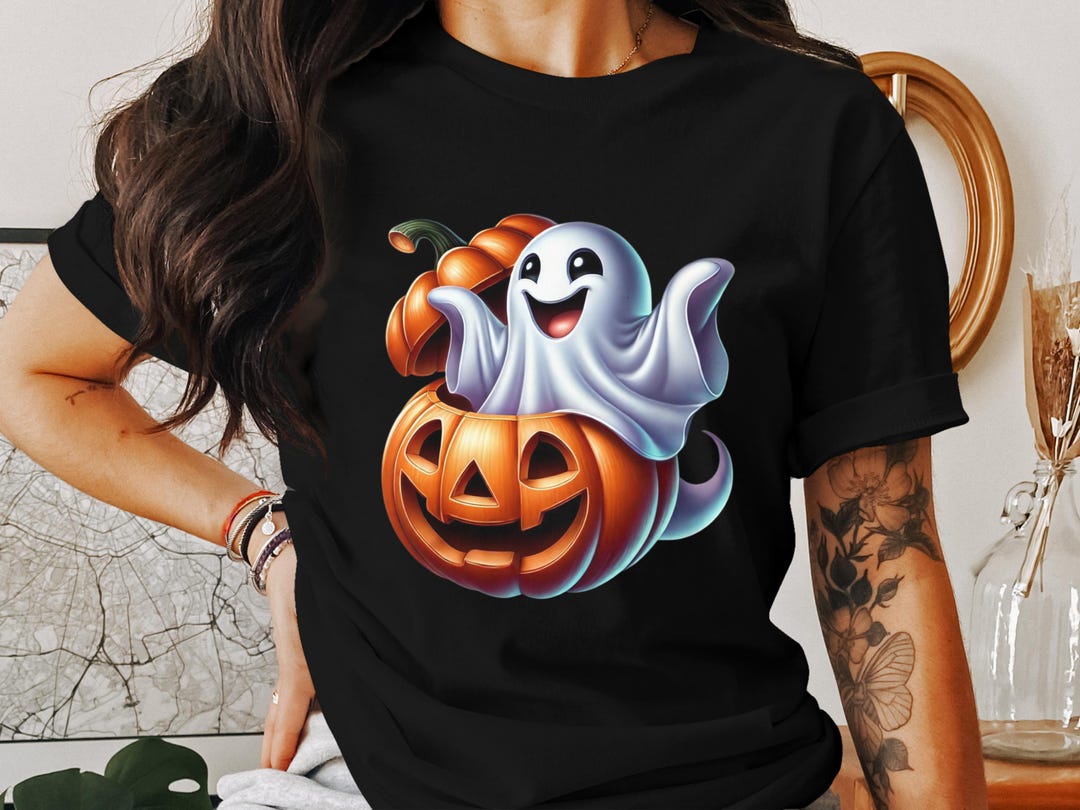 Halloween Ghost Clipart, Pumpkin PNG, Spooky Digital Art, Printable ...