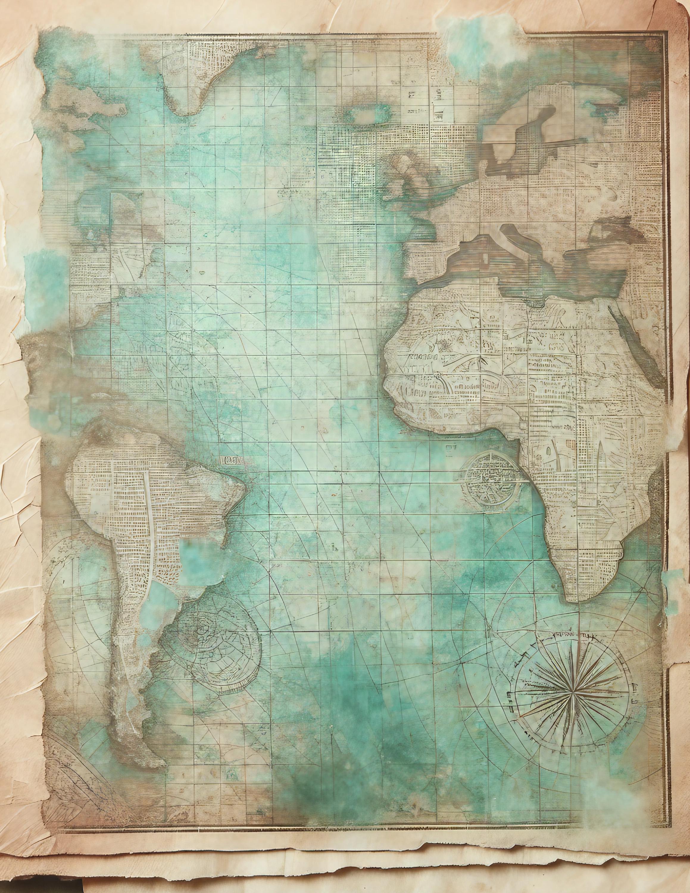 Blue World Atlas Grid Map Junk Journal Papers: Vintage Ephemera ...