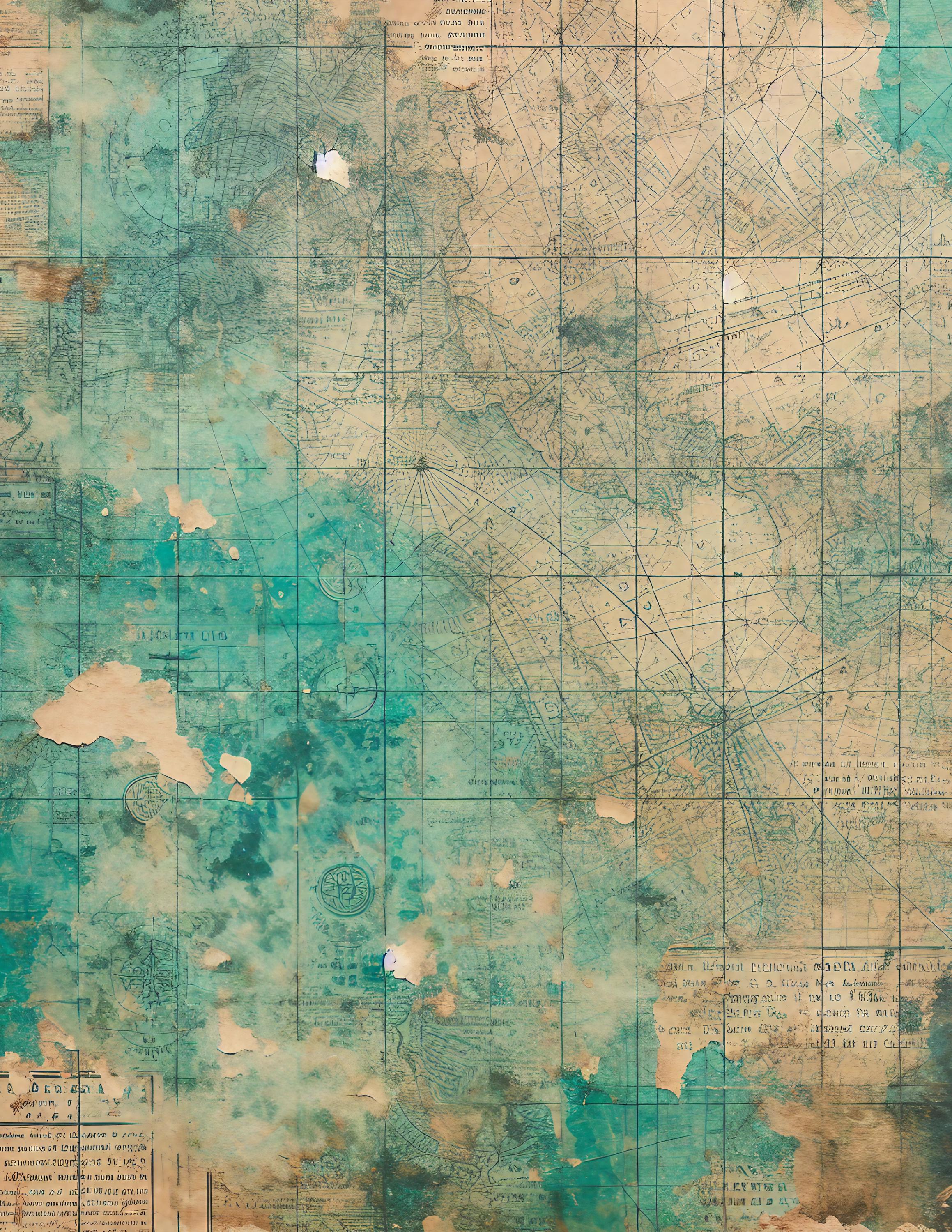 Blue World Atlas Grid Map Junk Journal Papers: Vintage Ephemera ...