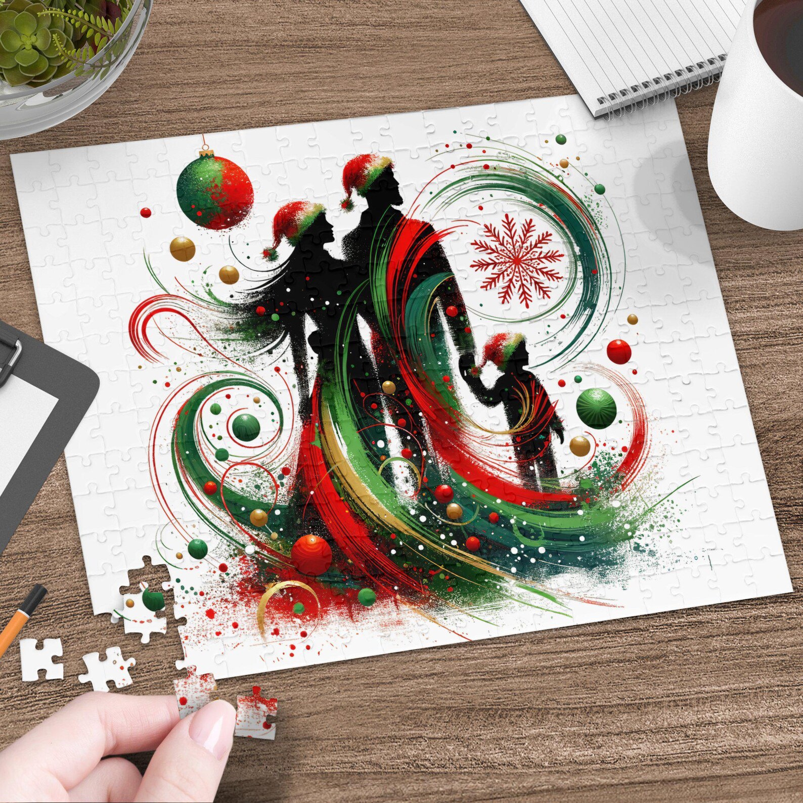 Christmas Family Silhouette Art, Festive Holiday Digital Download ...