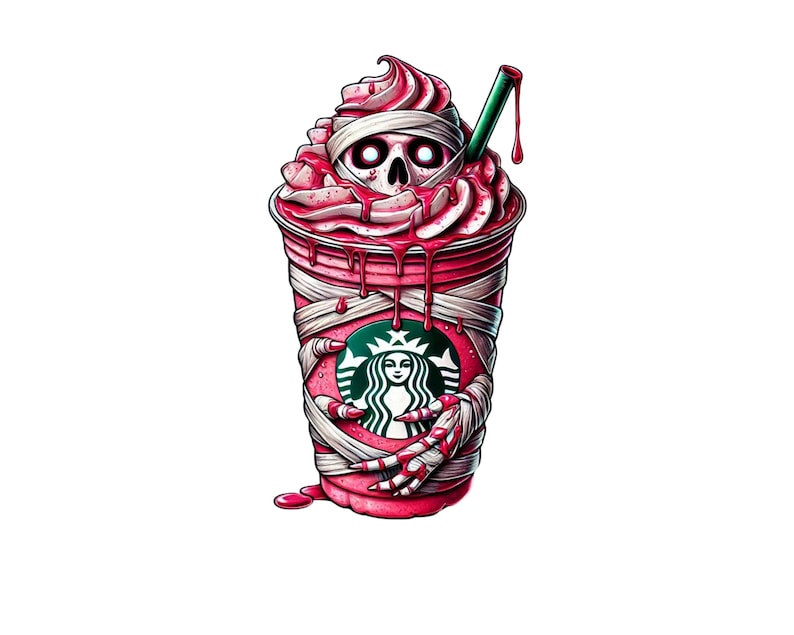 Spooky Halloween Mummy Pink Drink Png - Etsy