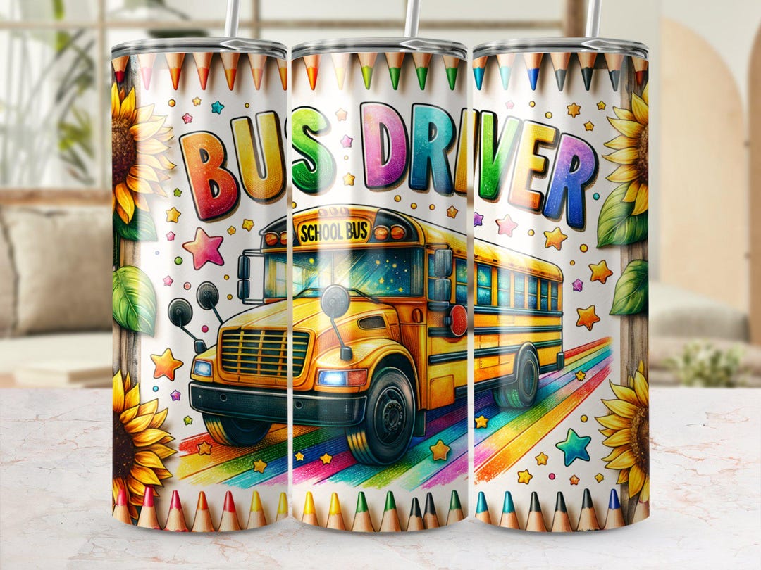 Bus Driver Digital Tumbler Wrap Png File, School Bus Design Tumbler ...