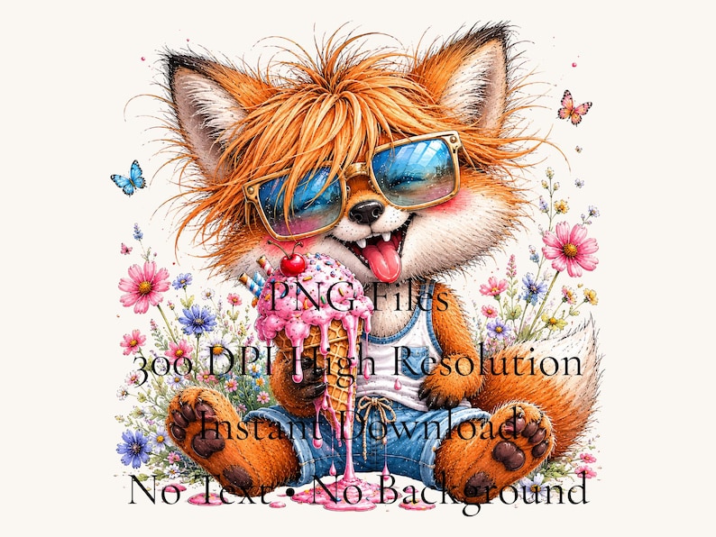 Whimsical Summer Animals Ice Cream Clipart Bundle (12 PNG Files) - Etsy