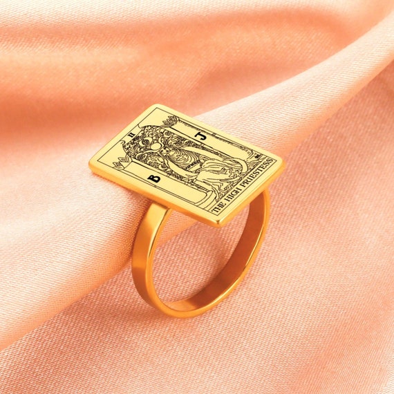 The High Priestess Tarot Ring Gold Tarot Ring Spiritual | Etsy