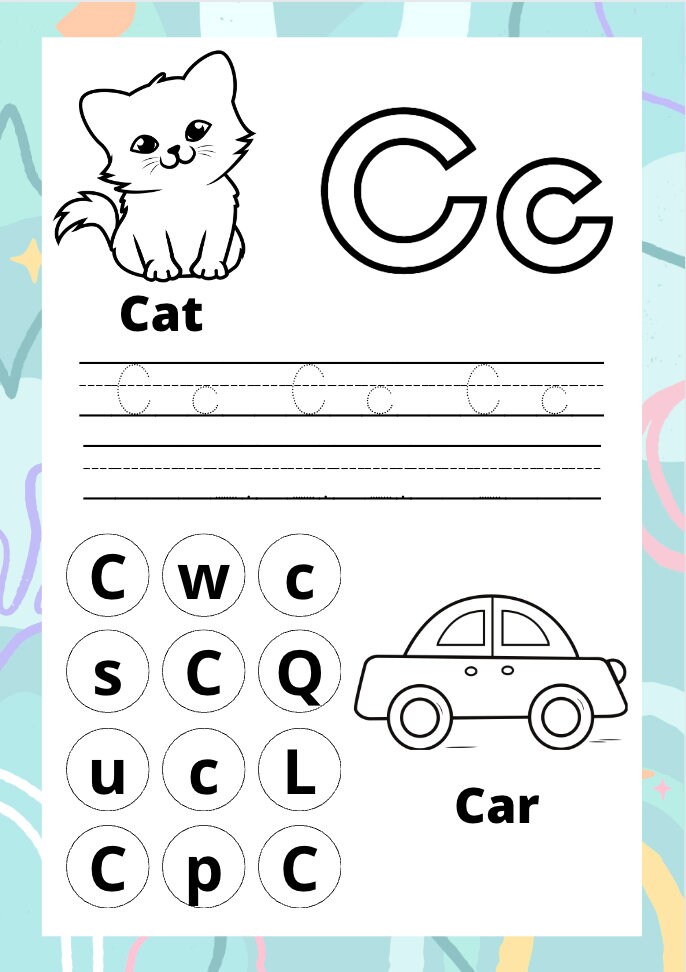 Printable Digital Alphabet Worksheets for Kids Ages 3+ - Etsy