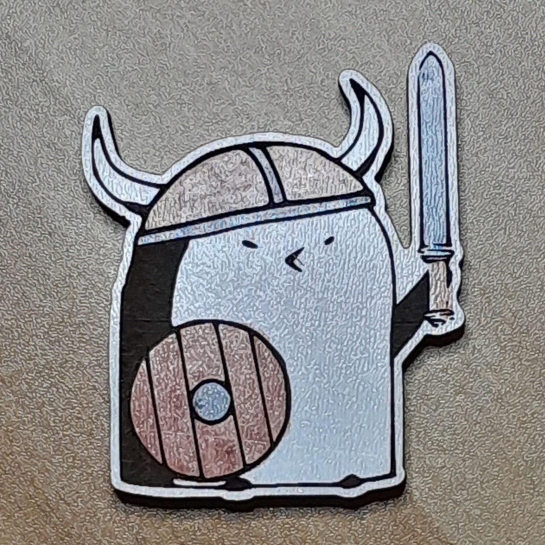 Viking Penguin Magnet | Engraved Wooden Magnet - Penguin Gift - Penguin ...