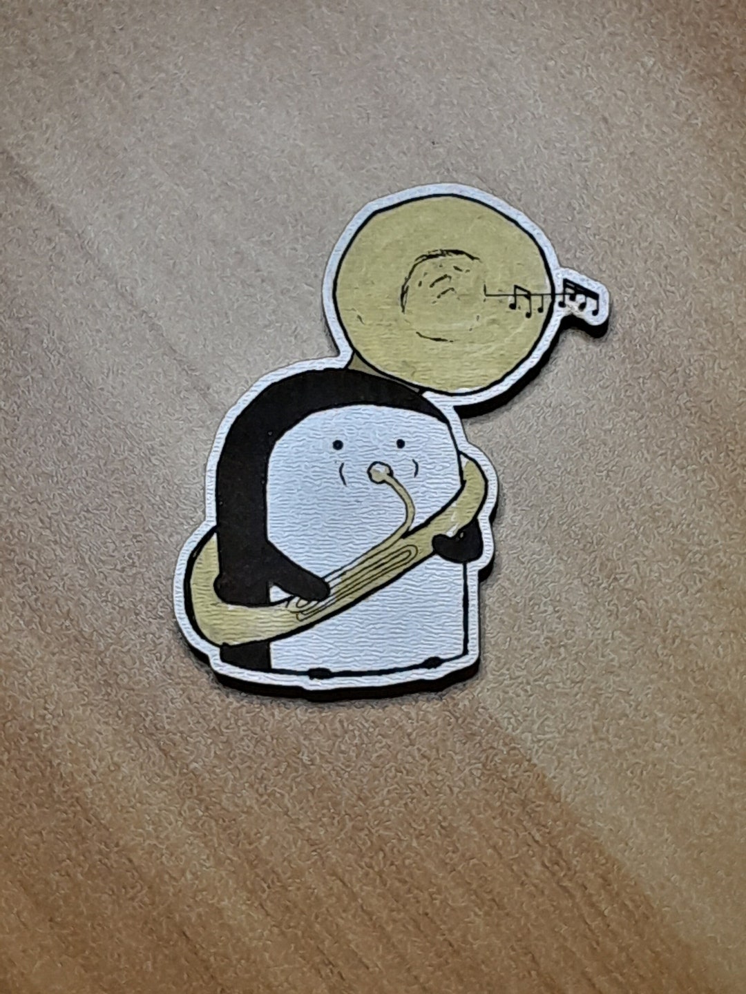 Tuba Penguin Magnet | Engraved Wooden Magnet - Penguin Gift - Penguin ...
