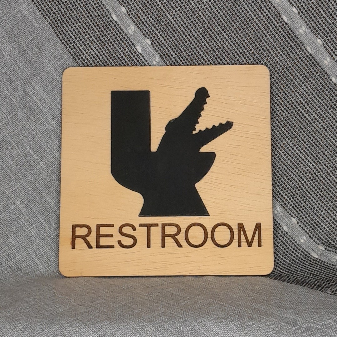 Restroom Bathroom Alligator in Toilet Sign - Etsy