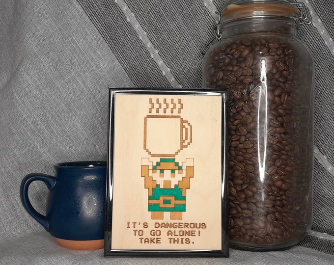 Retro 8-bit Legend of Zelda Coffee Sign | Link, Legend of Zelda ...