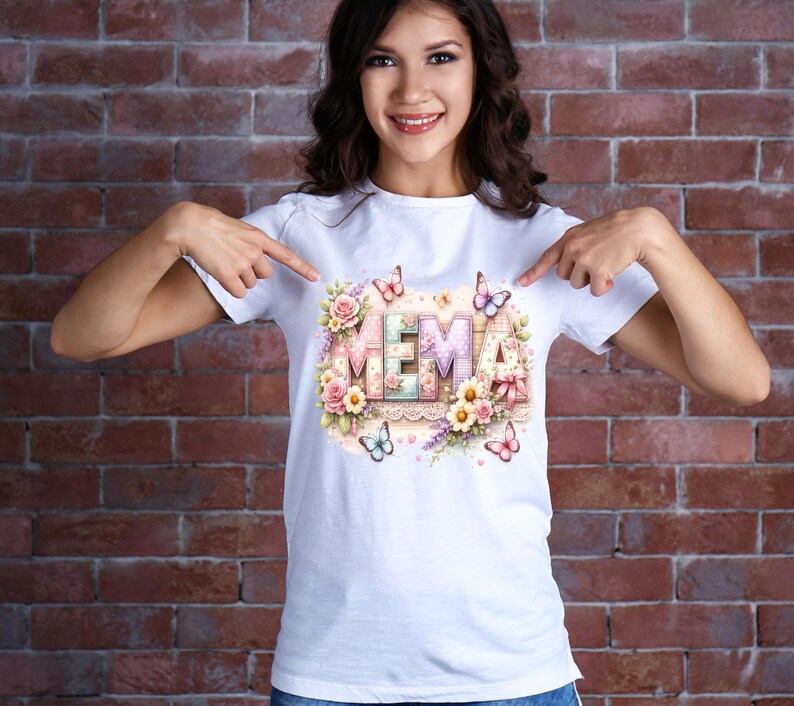 Mema Patchwork Floral Butterfly PNG, Vintage Quilt Letters Digital ...