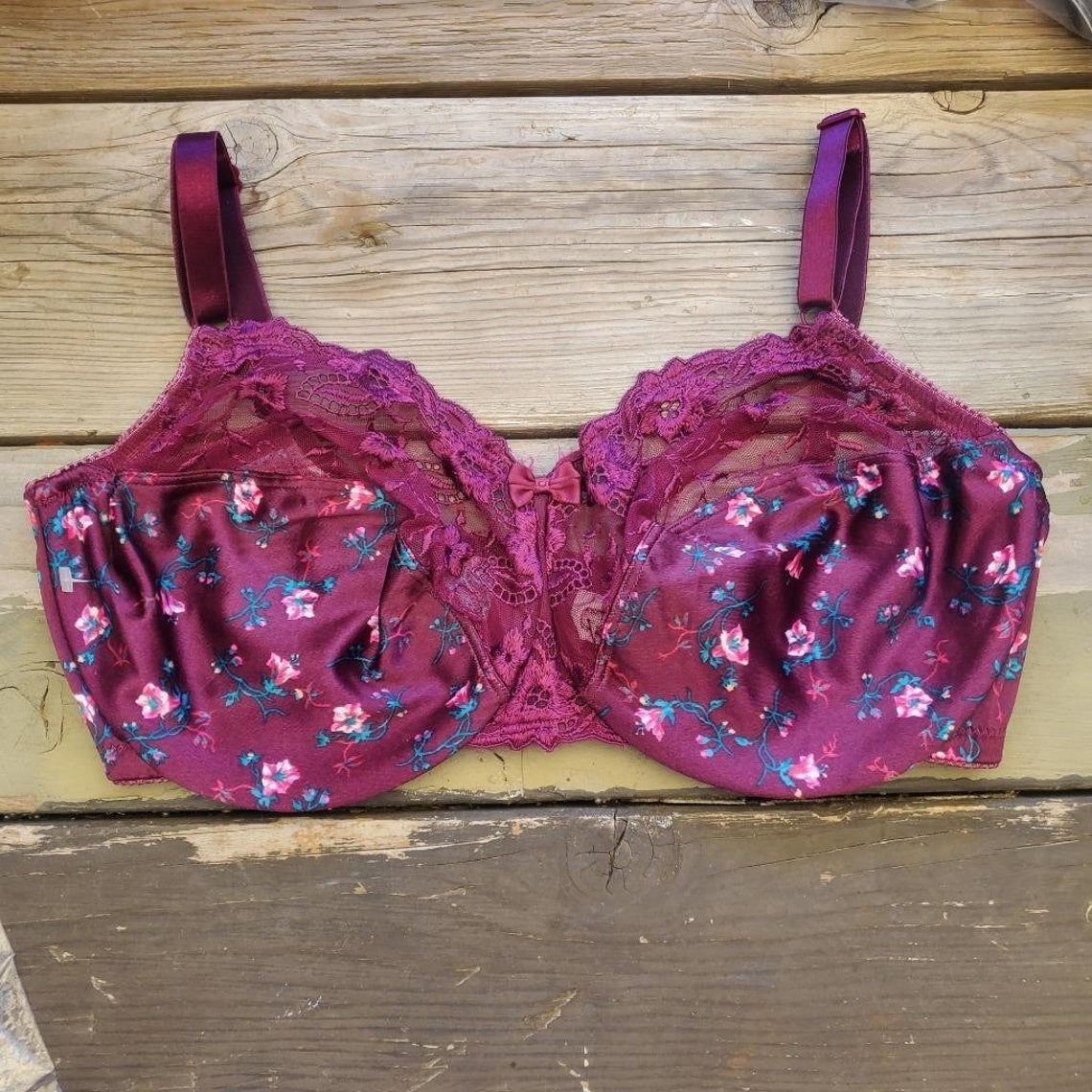 38DD Vintage Victoria's Secret Cranberry Floral Lace Underwire Bra - Etsy