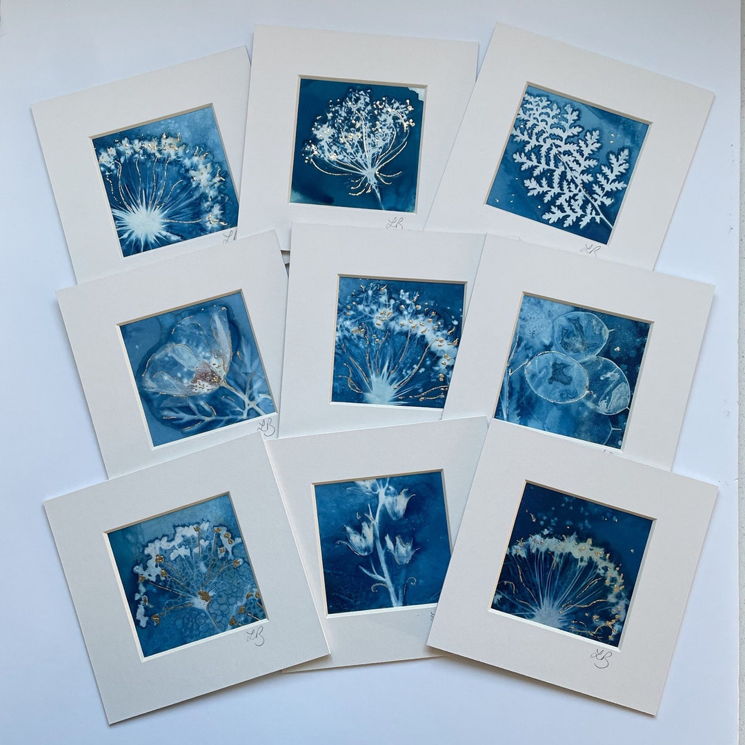 Mini Cyanotype Art Print 5x5 Mounted - Etsy UK