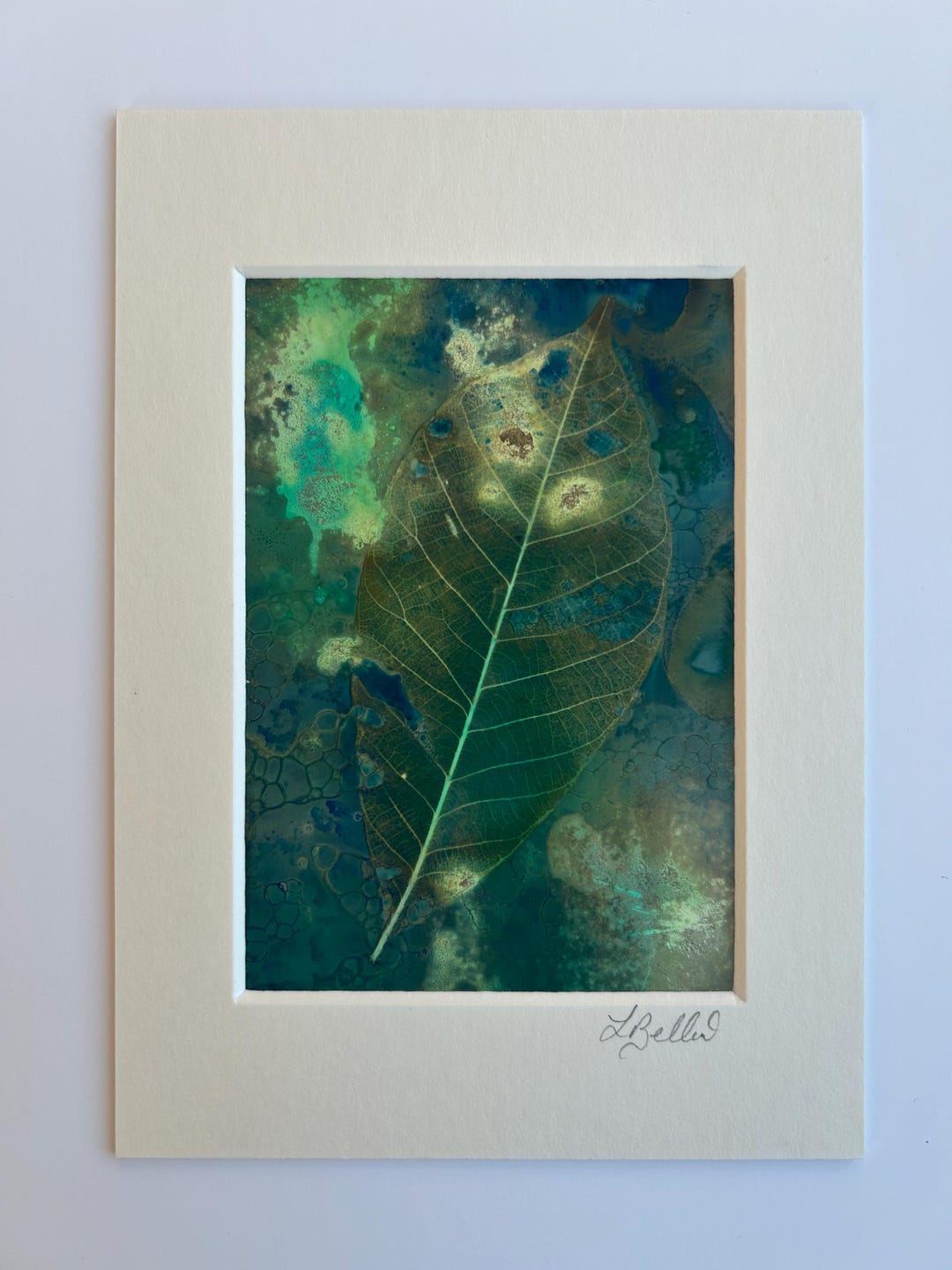 Cyanolumen Skeleton Leaf Original Hand Printed Art Print 7x5" Mounted - Etsy