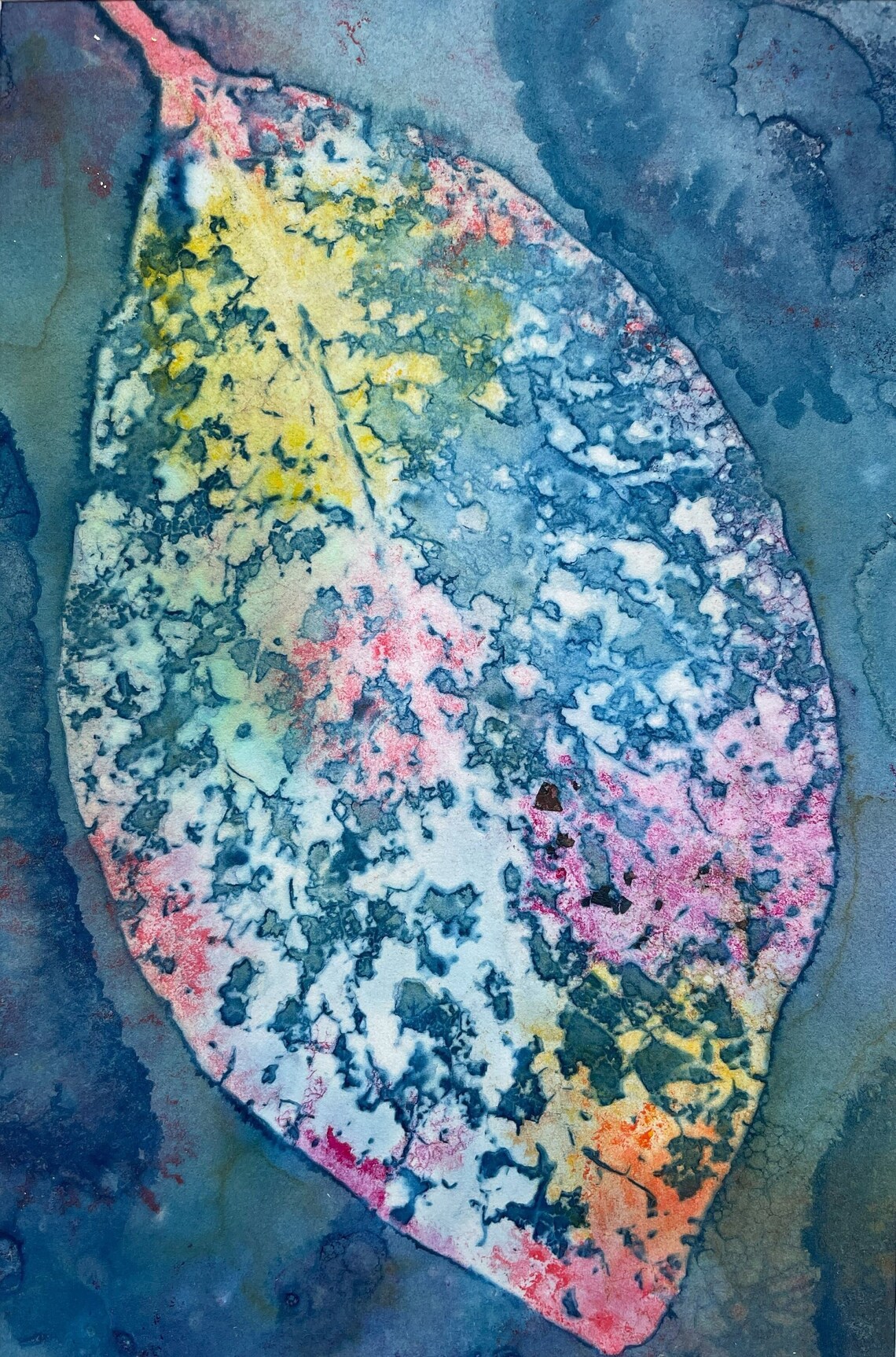 Original Colour Wet Cyanotype Art Print 'winter Leaf' 8x6 Mounted - Etsy