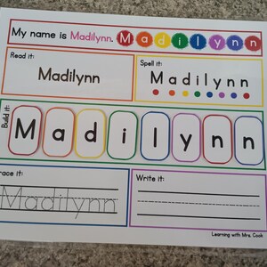 Dry Erase Name Tracing Practice Mat for Homeschool Preschool ...