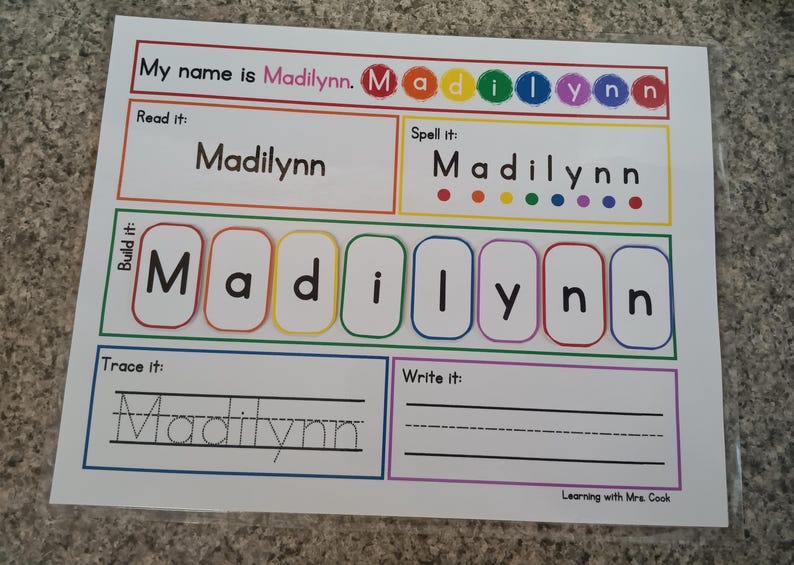 Dry Erase Name Tracing Practice Mat for Homeschool Preschool ...