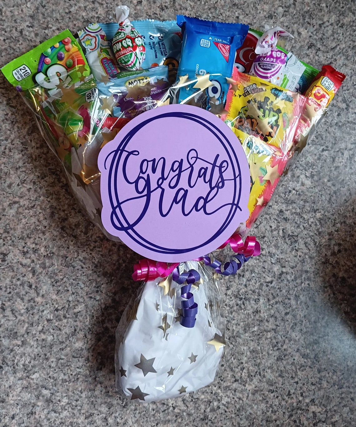 Full Sized Candy Graduation Bouquet, Candy and Snack Bouquet, Unique ...