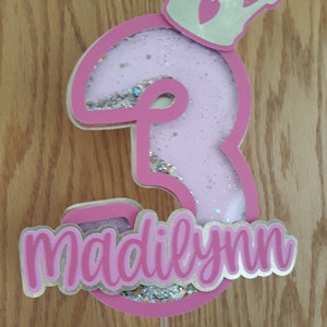 Custom Shaker Cake Topper, Custom Number, 3D Birthday Topper, Pink ...