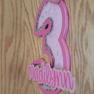 Custom Shaker Cake Topper, Custom Number, 3D Birthday Topper, Pink ...