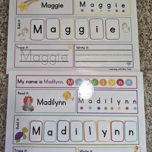 Dry Erase Name Tracing Practice Mat for Homeschool Preschool ...