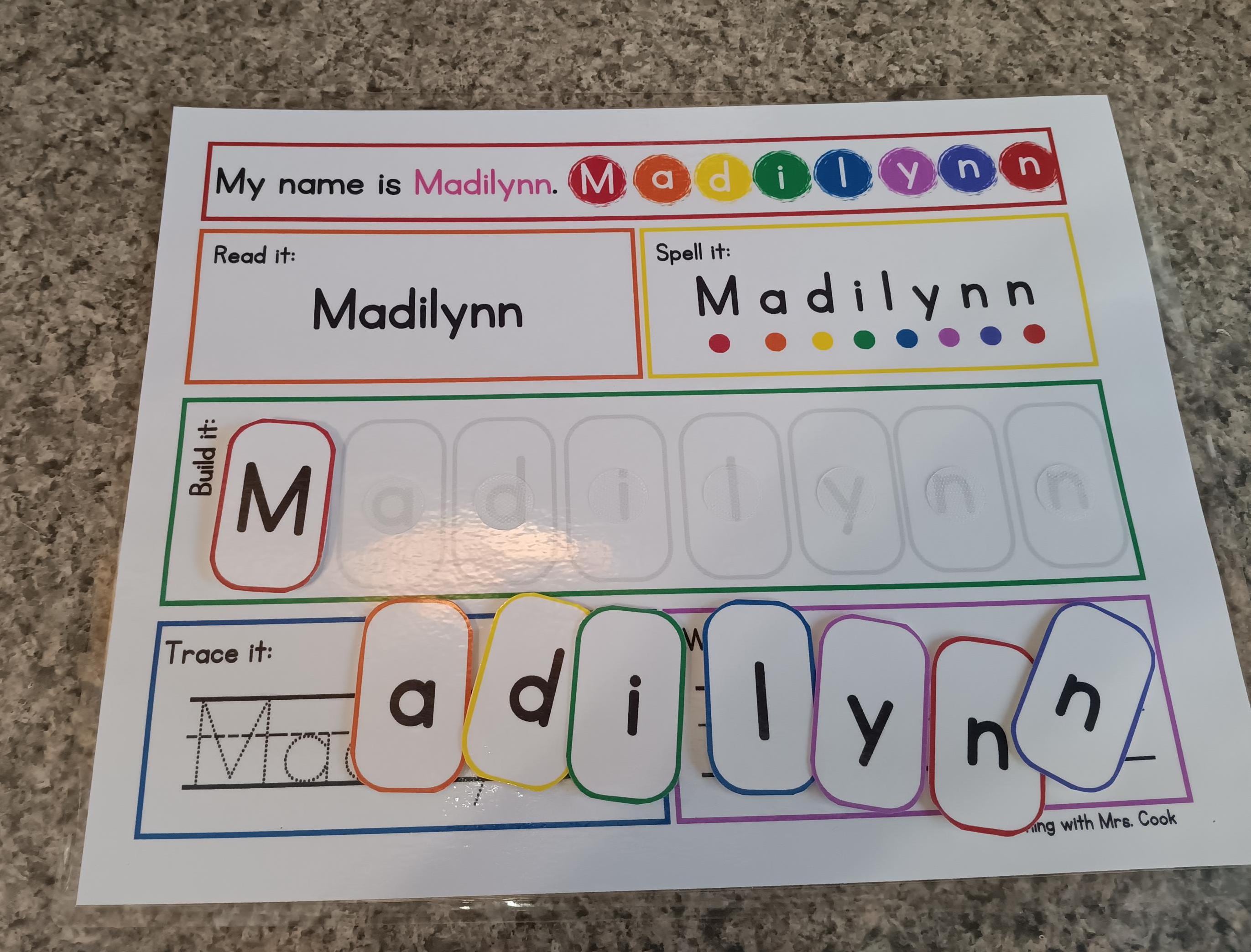 Dry Erase Name Tracing Practice Mat for Homeschool Preschool ...