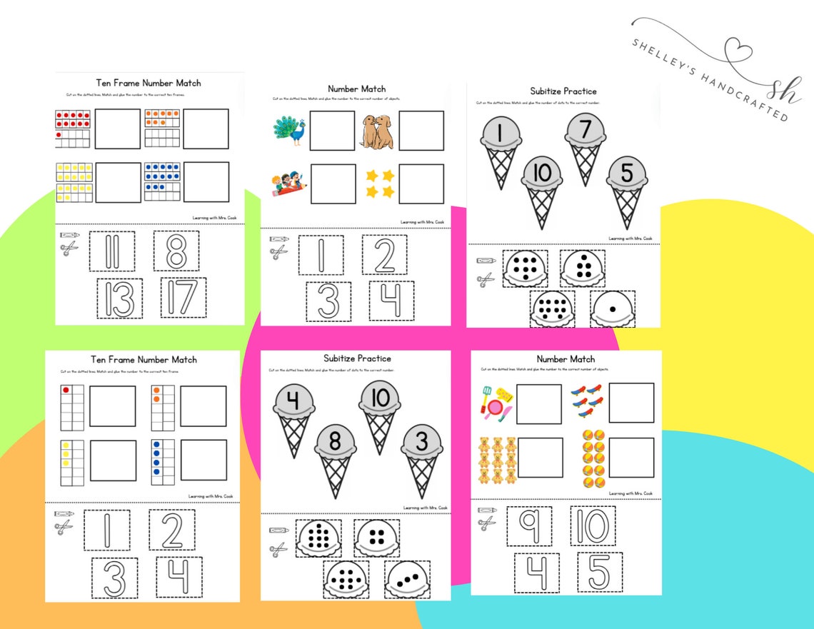 Cut and Paste Number Practice for Preschool and Kindergarten, Numbers ...