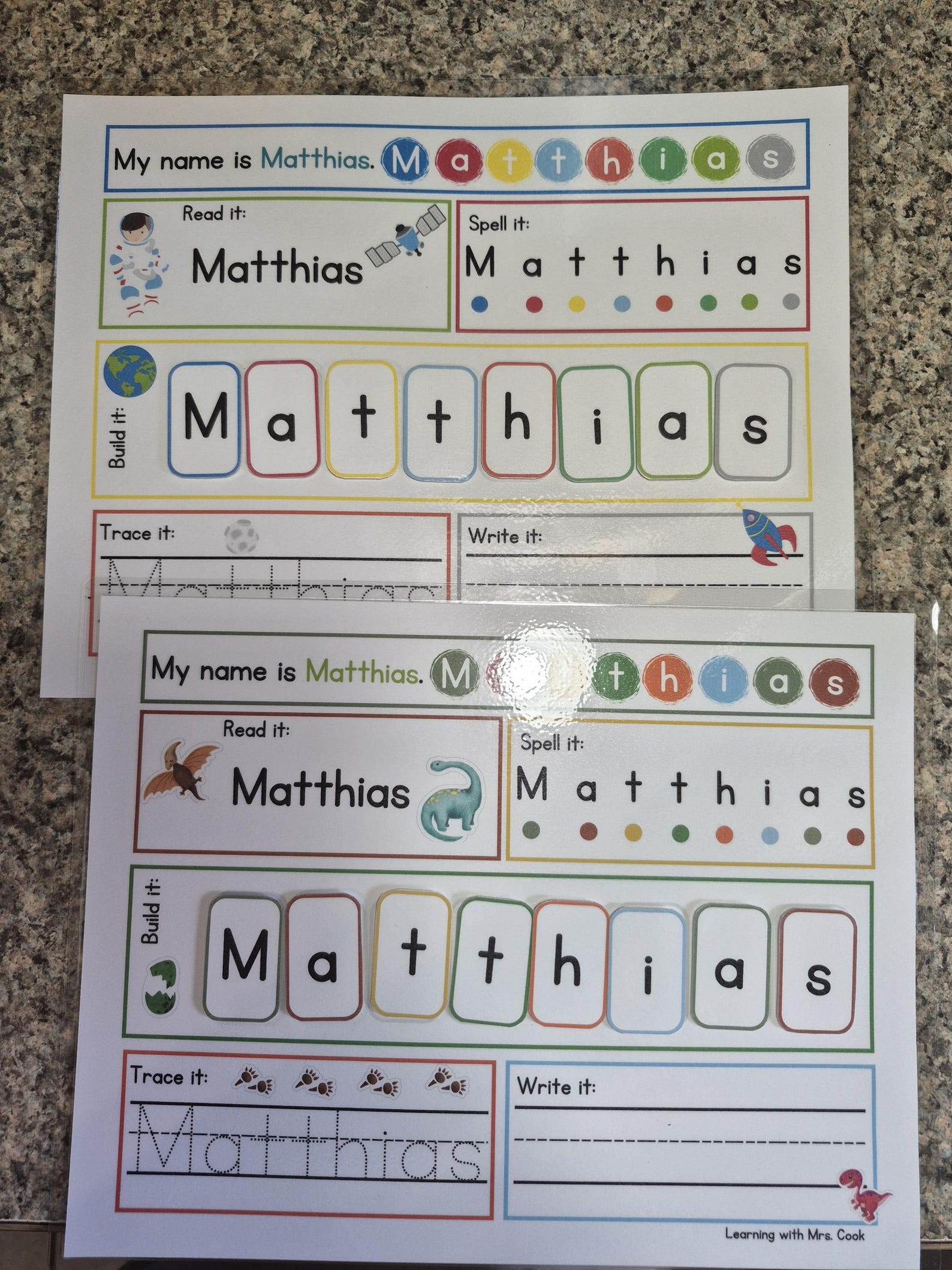 Dry Erase Name Tracing Practice Mat for Homeschool Preschool ...