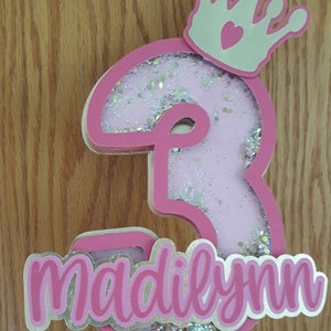 Custom Shaker Cake Topper, Custom Number, 3D Birthday Topper, Pink ...