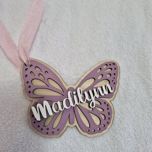 Personalized Butterfly Name Tag, Wooden Name Labels, Easter Basket Tag ...