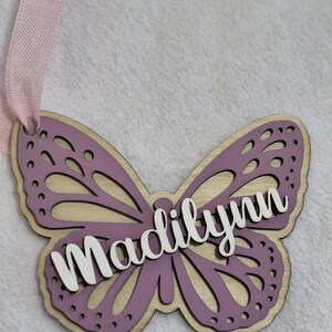 Personalized Butterfly Name Tag, Wooden Name Labels, Easter Basket Tag ...
