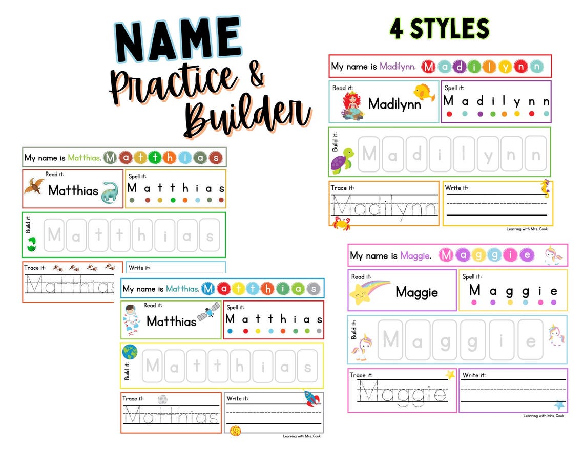 Dry Erase Name Tracing Practice Mat for Homeschool Preschool ...