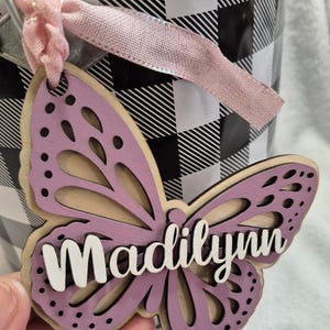Personalized Butterfly Name Tag, Wooden Name Labels, Easter Basket Tag ...