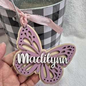Personalized Butterfly Name Tag, Wooden Name Labels, Easter Basket Tag ...