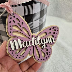 Personalized Butterfly Name Tag, Wooden Name Labels, Easter Basket Tag ...