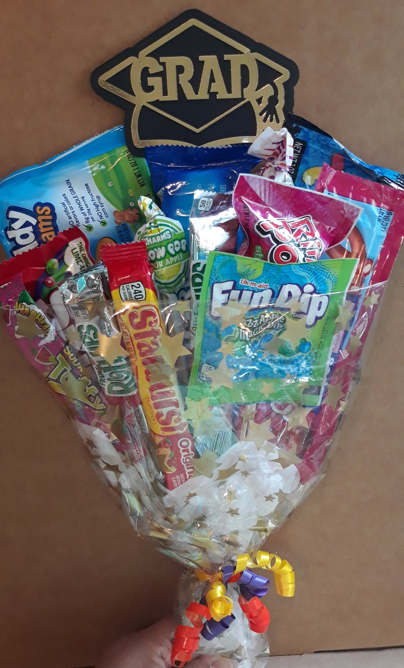Full Sized Candy Graduation Bouquet, Candy and Snack Bouquet, Unique ...