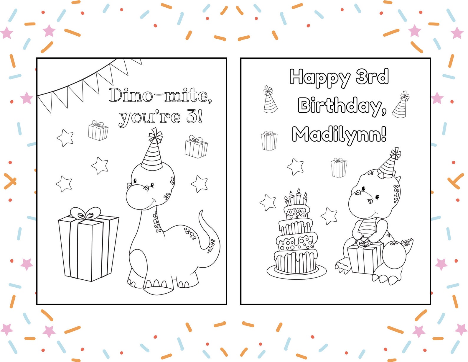 Personalized Name and Age Coloring Sheets, Birthday Gift, Printable ...