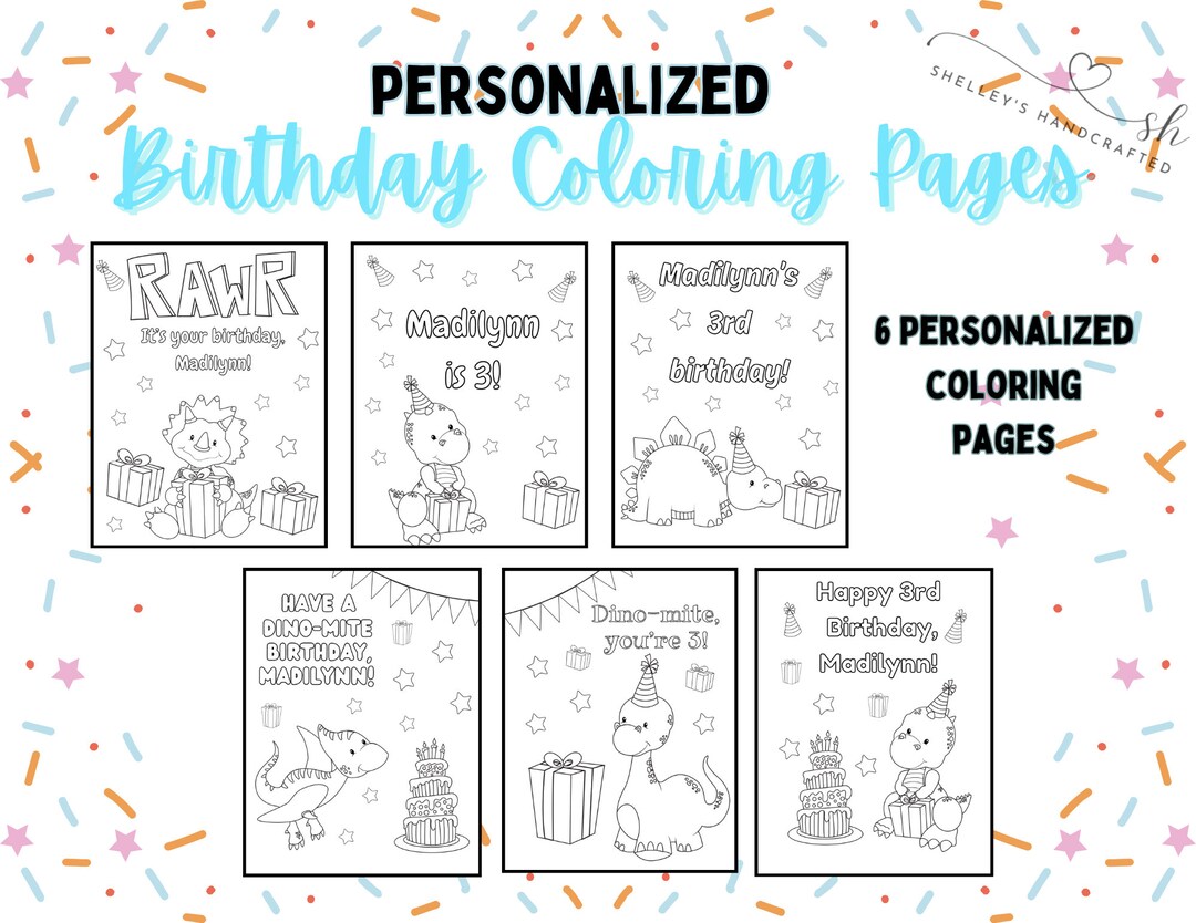 Personalized Name and Age Coloring Sheets, Birthday Gift, Printable ...