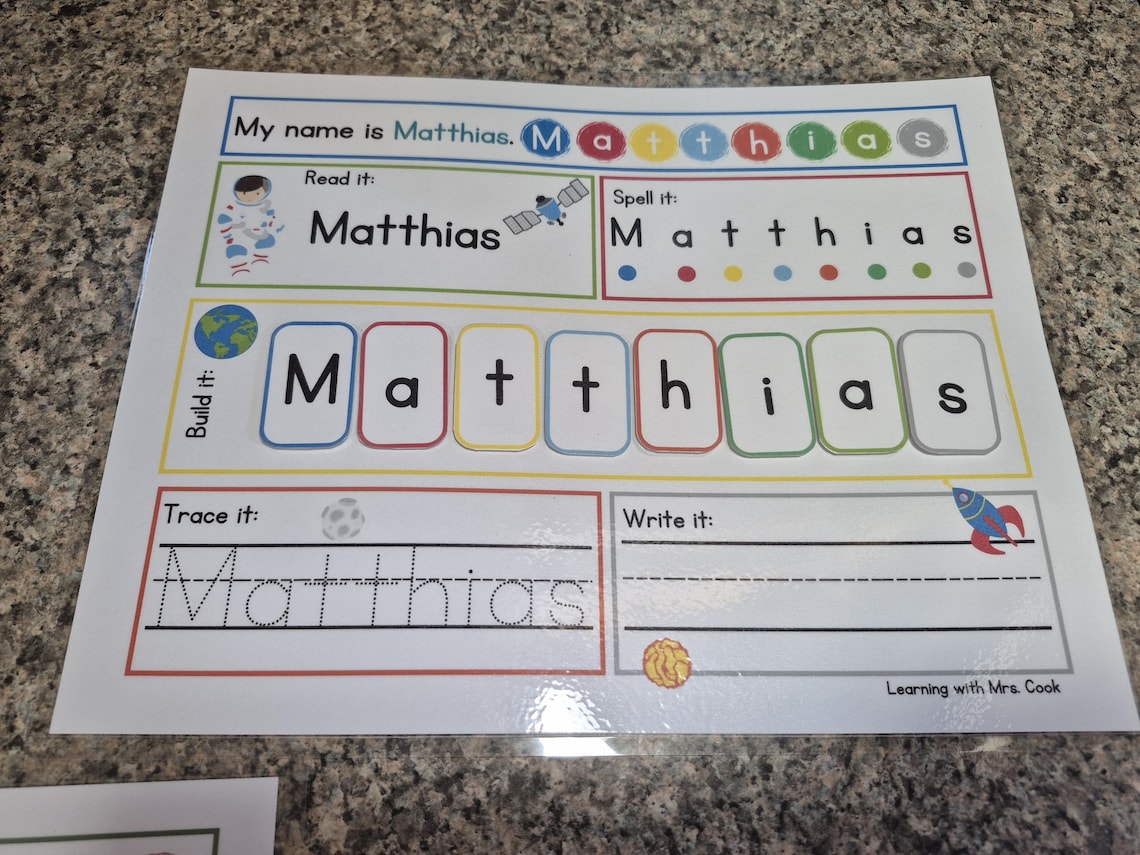 Dry Erase Name Tracing Practice Mat for Homeschool Preschool ...