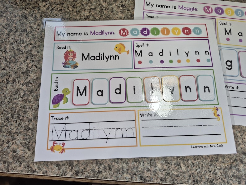 Dry Erase Name Tracing Practice Mat for Homeschool Preschool ...
