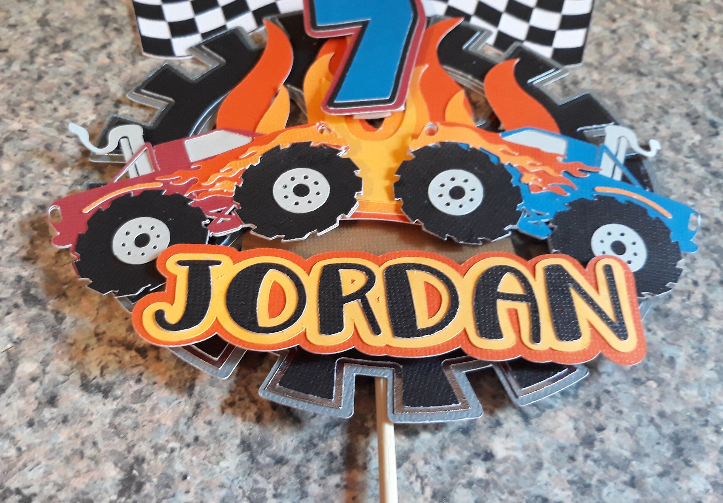 3D Monster Truck Custom Age Cake Topper, Monster Truck Cake Topper ...