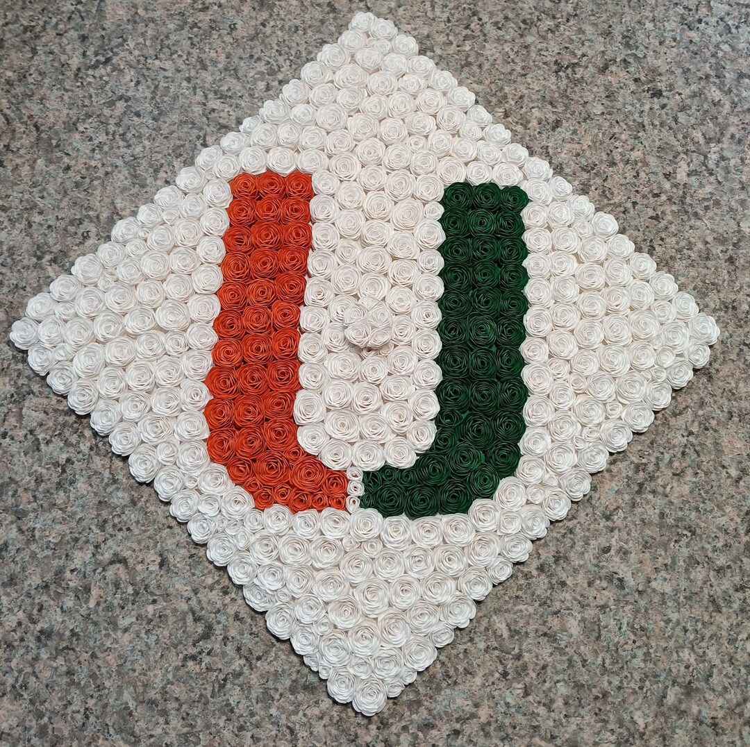 Logo Grad Cap Topper, Graduation Gift, Custom Grad Logo, Rolled Flowers ...