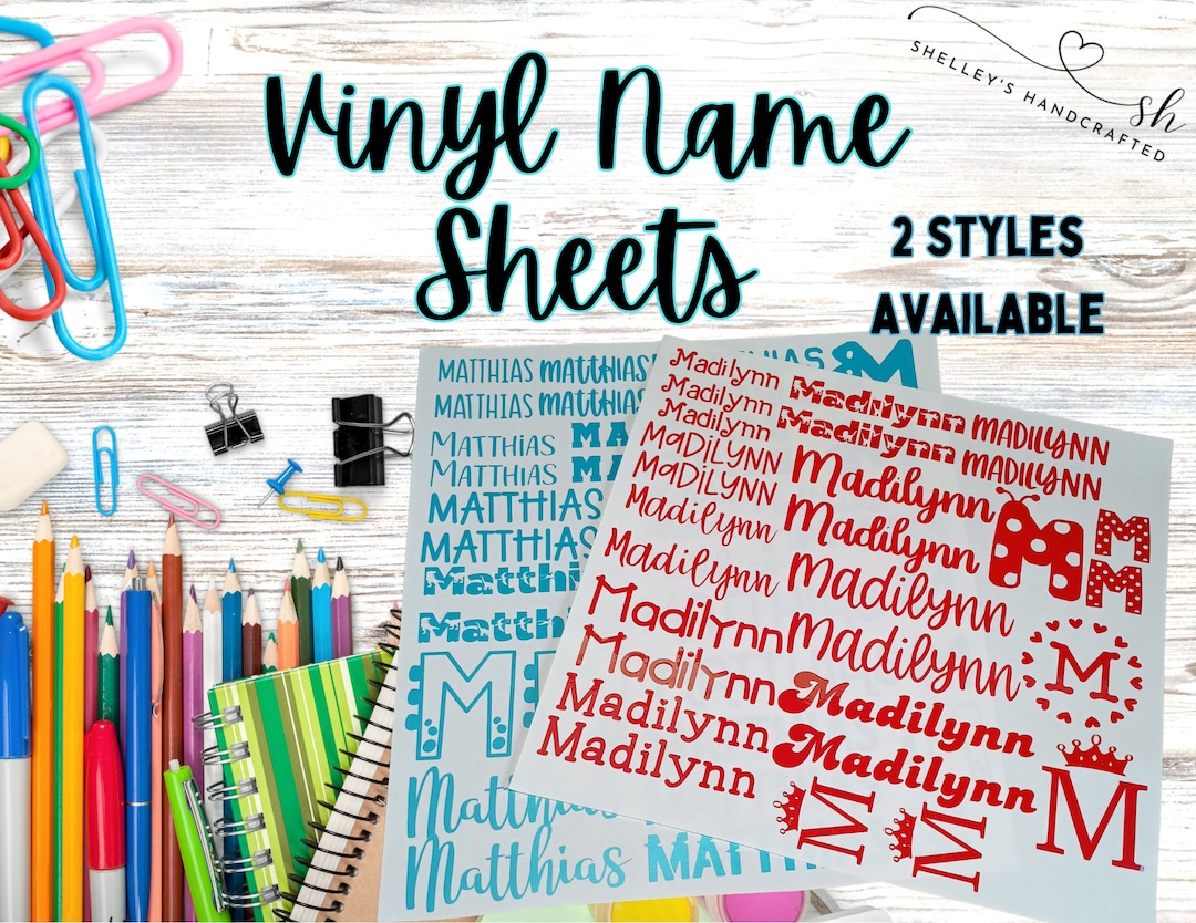 Name Decal School Supply Labels, Vinyl Sheet for Supplies, Back to ...