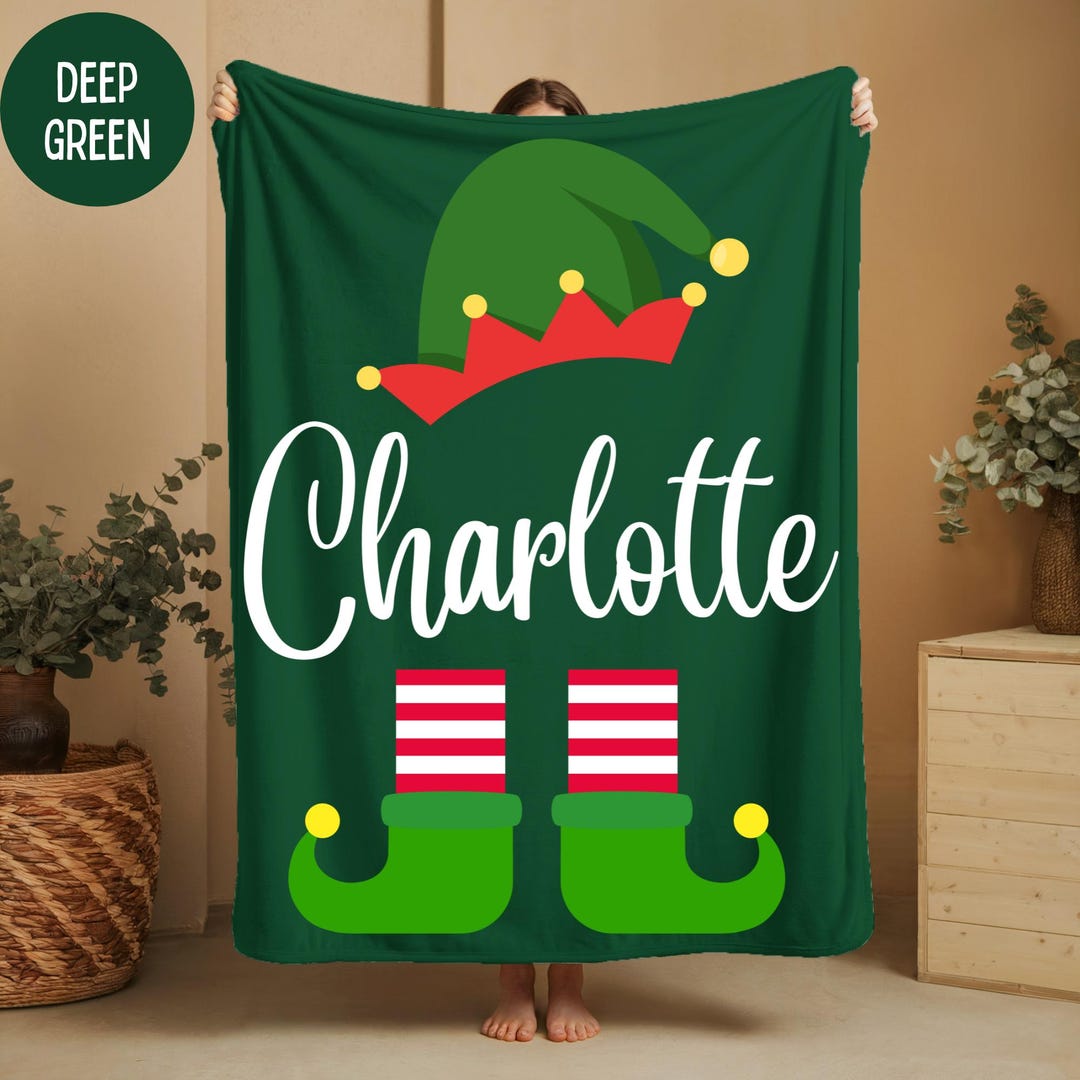Personalized Xmas Name Blanket - Custom Elf Family Christmas Throw ...